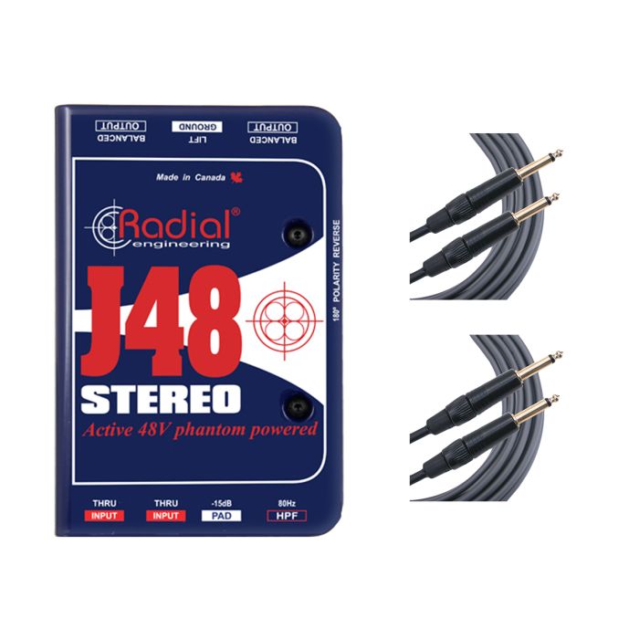 Radial J48 Stereo Phantom Power Active DI Direct Box +Mogami Cables ...